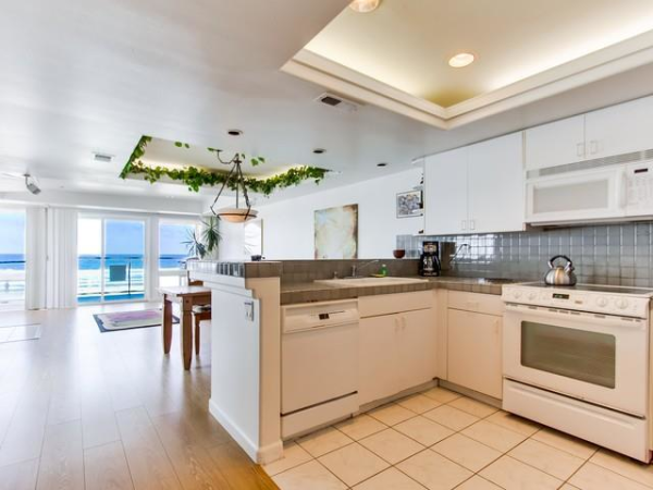 kitchen with ocean view